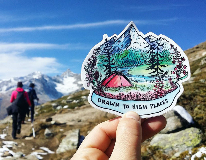 Tent Sticker – Drawn to High Places