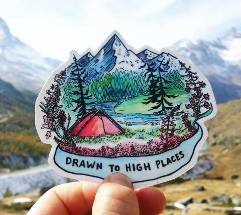 Tent Sticker – Drawn to High Places